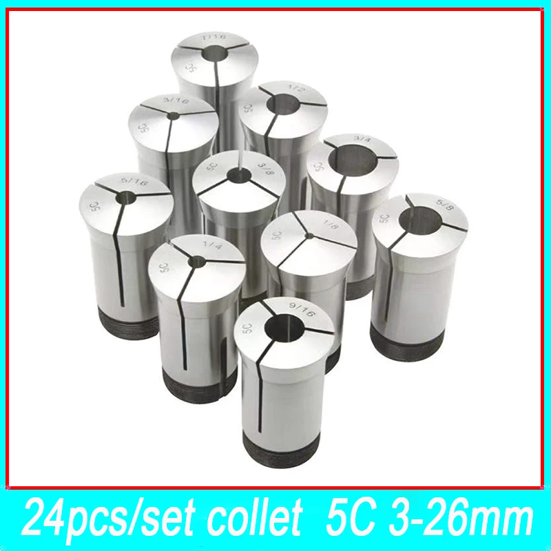 24pcs/set collet Round type 5C collet spring collet chuck ,range from 3 ...
