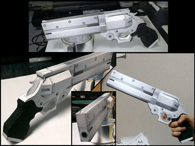 1: 1 Firearm Revolver Vash Gun 3D Paper Model DIY Handmade Pistol Toy