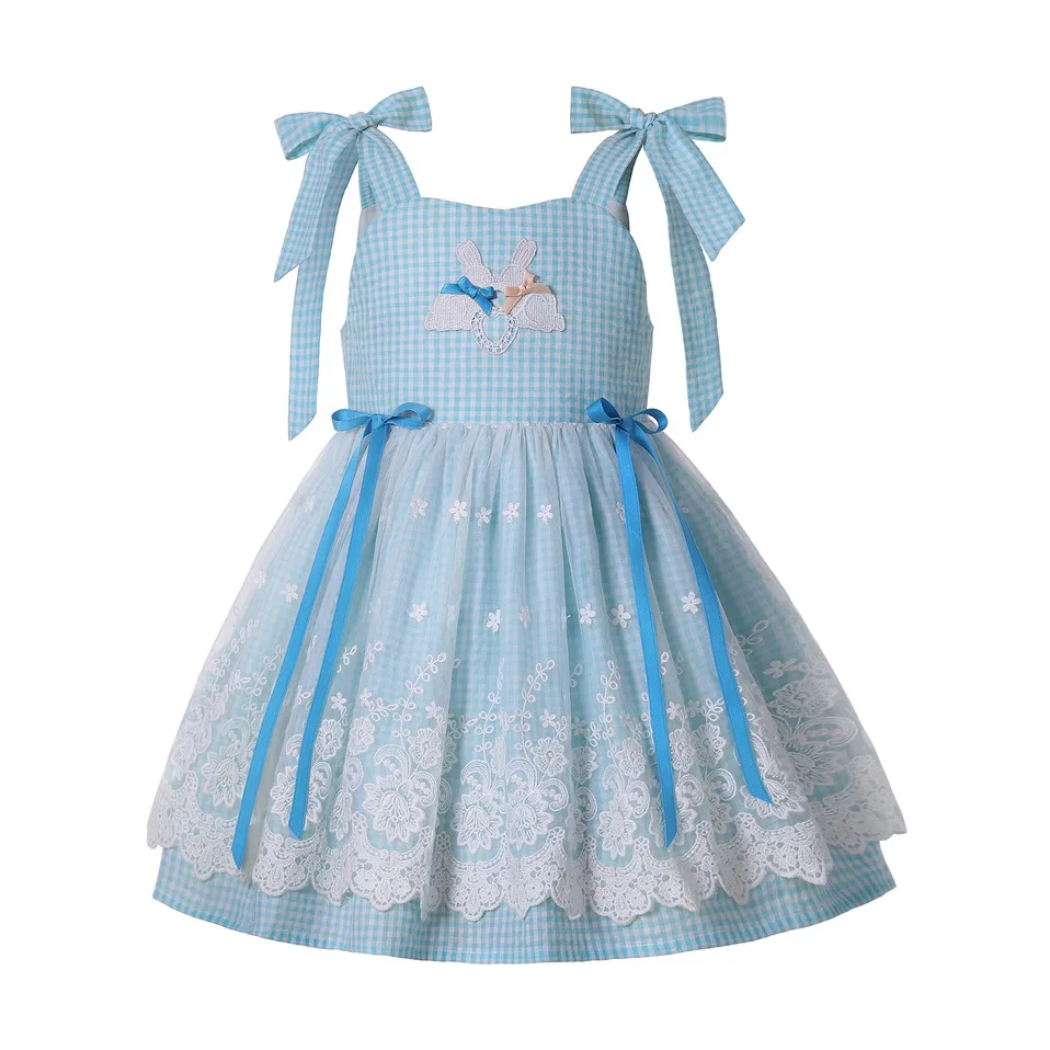 Pettigirl New Blue Little Girls Easter Dresses Bunny Strape Cute ...
