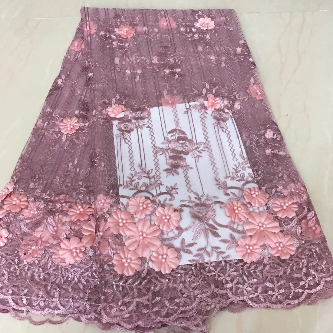 Pink African Lace Embroidered Nigerian Guipure Lace for Wedding High ...