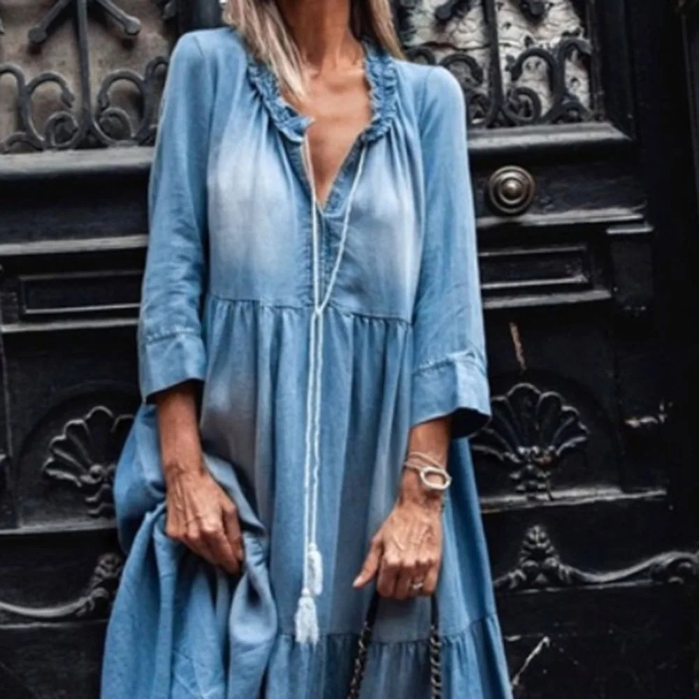 Boho Denim Dress | rigonidiasiago-usa.com