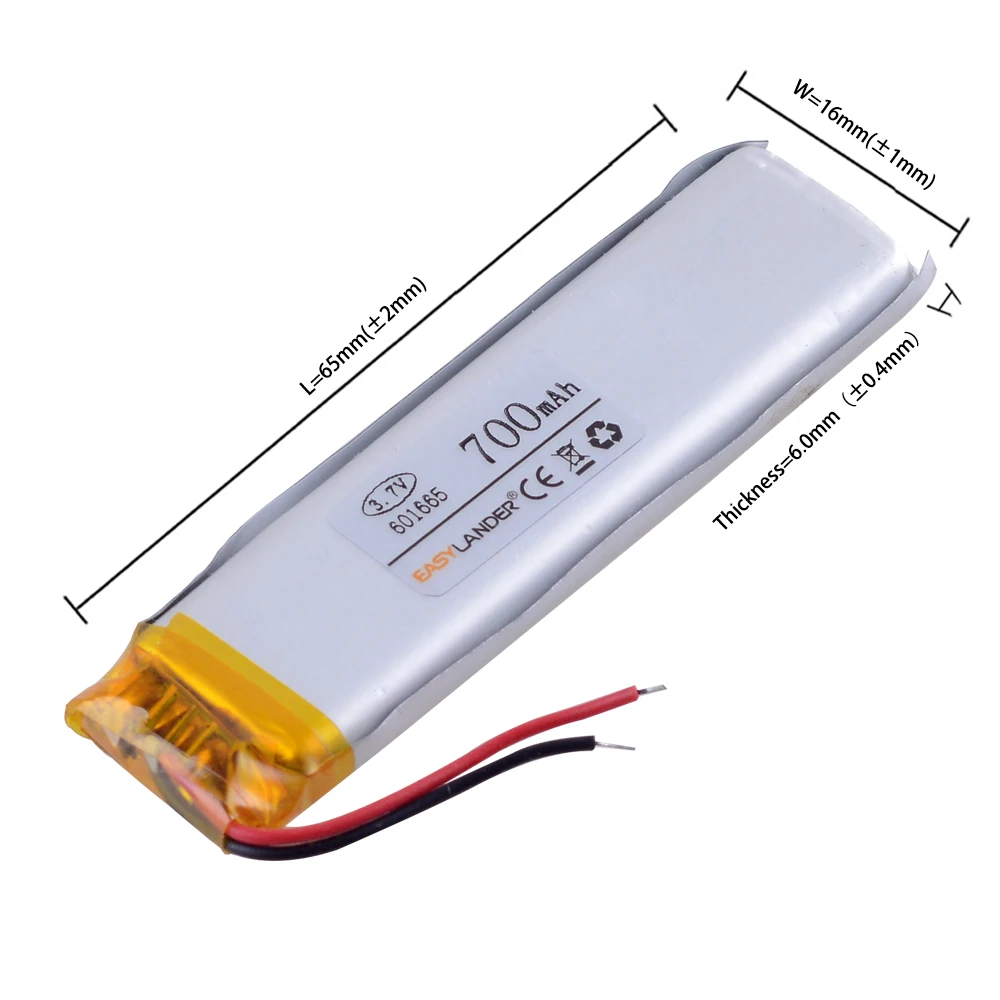 601665-3-7V-700mAh-Lithium-Polymer-LiPo-Rechargeable-Battery-601565 ...
