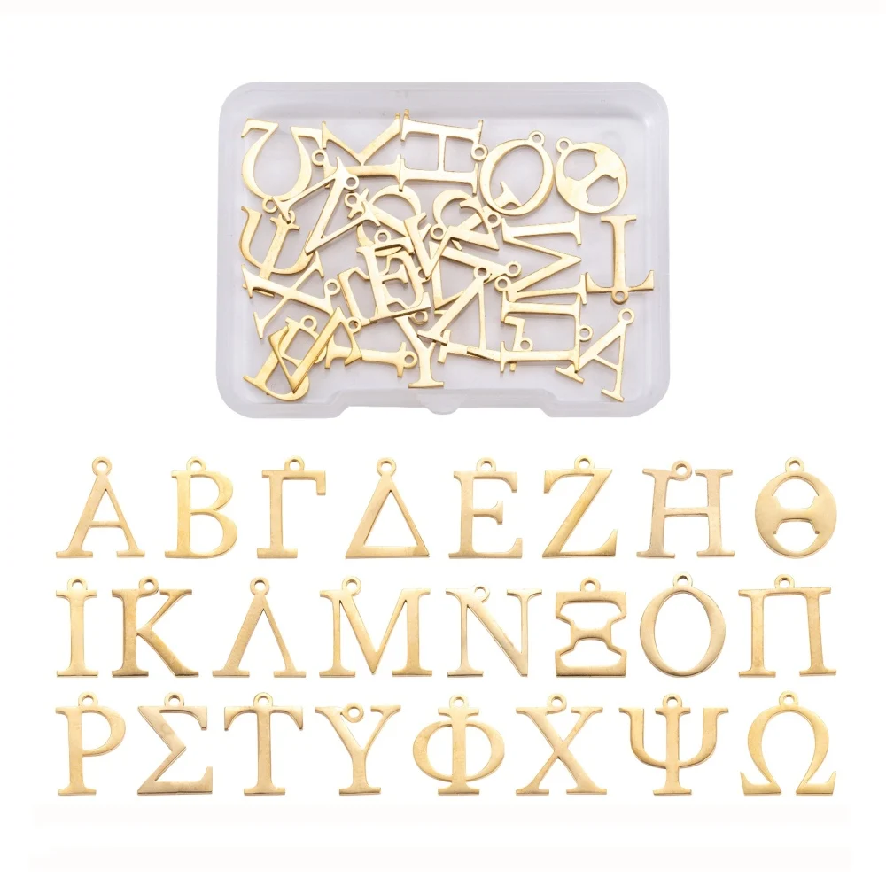 24Pcs-Box-304-Stainless-Steel-Charms-24-Style-Greek-Alphabet-Golden ...
