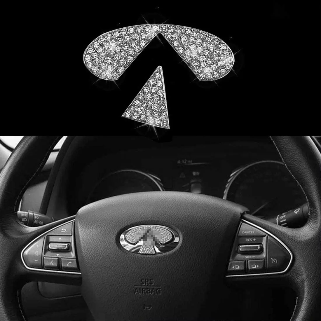 Crystal Diamond Steering Wheel Bling Emblem Sticker For Infiniti Q50 ...