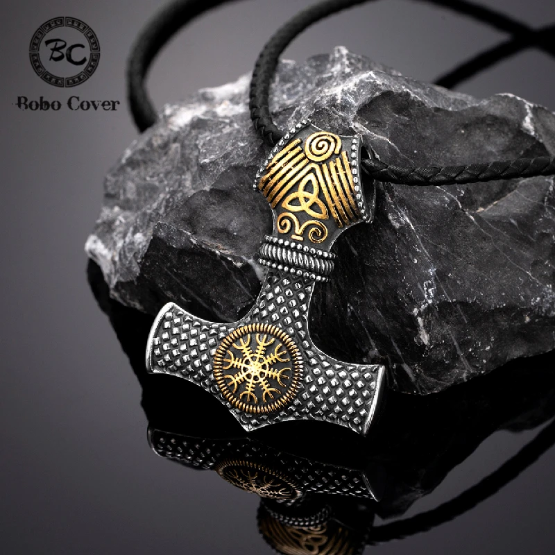 Vikingos-collares-de-martillo-de-acero-inoxidable-para-hombre-doble ...