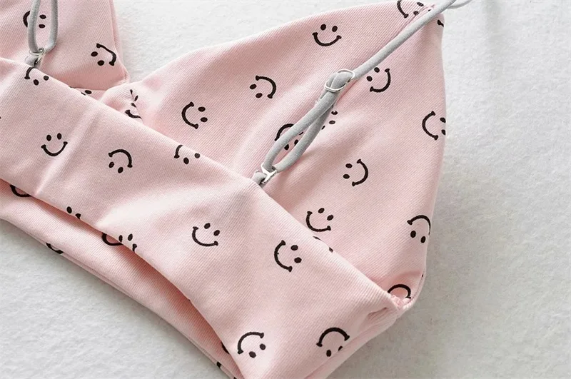 Sun-imperial - women black smile face print soft cotton triangle bra no ...