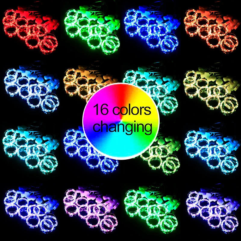 3x1-3x2-3x3M-Curtain-LED-String-Garland-Lights-16-Colors-Remote-Multi ...
