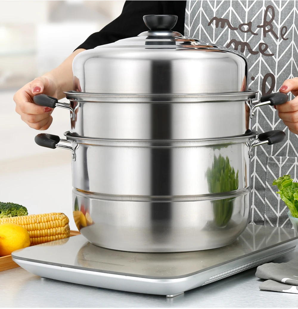 Steamer Pot,2-Layer Steamer Steel Steamer 2-Layer Steamer Pot Steel ...