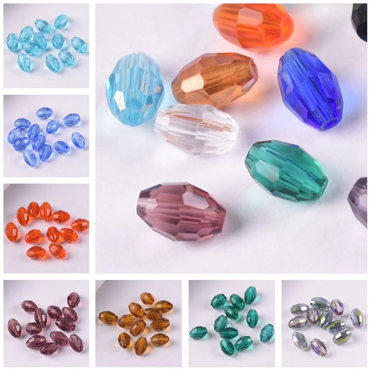 1# Oval Shape Faceted 8x6mm 10x8mm Crystal Glass Loose Spacer Beads ...