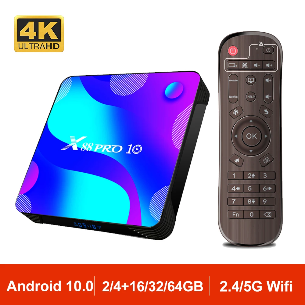 Android 10.0 X88 Pro Smart Tv Box Rk3318 2.4g/5g Wifi Bt4.0 4k Mini Set ...