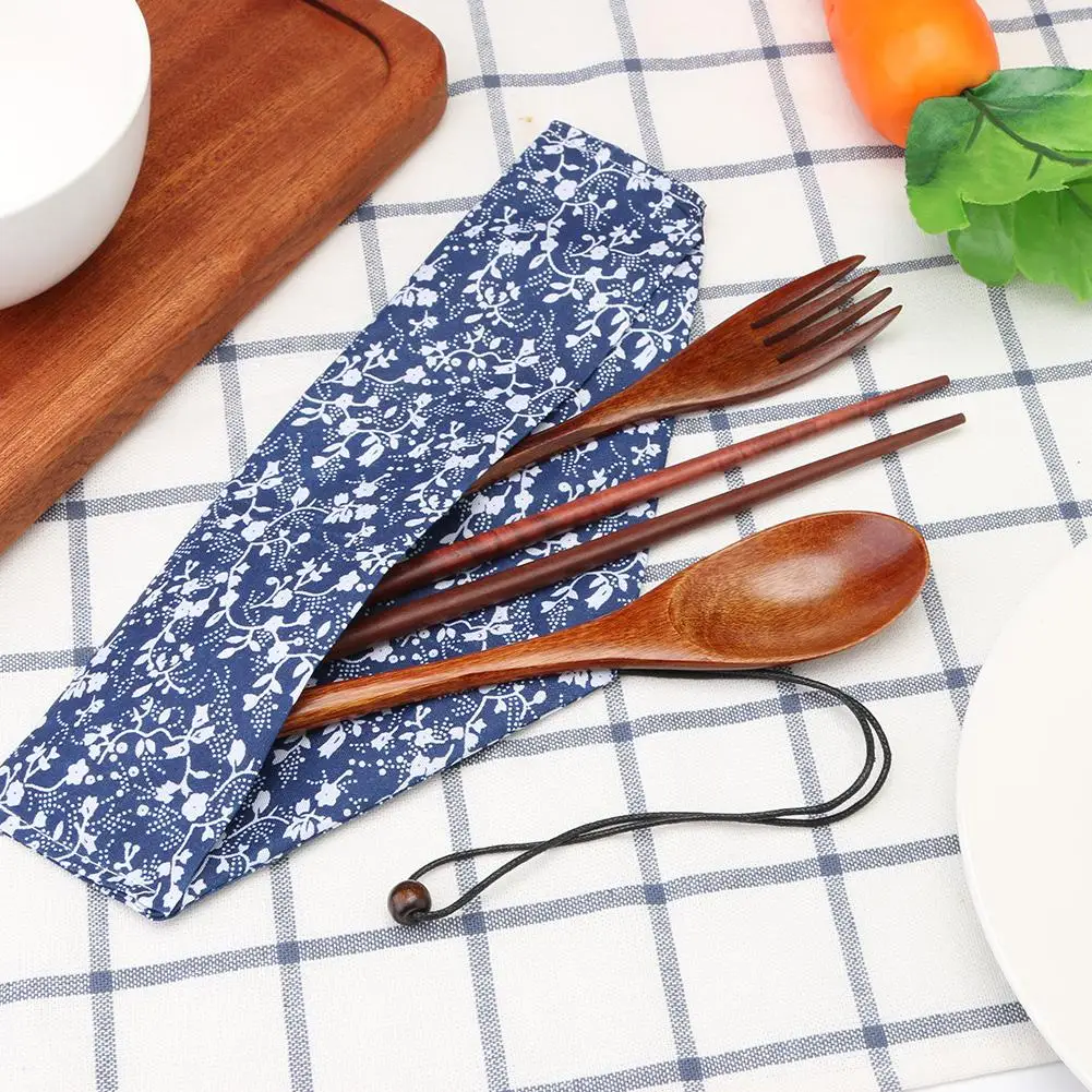Wooden Cutlery Set Wood Spoon Fork Japanese Style Spoon Fork Chopsticks ...