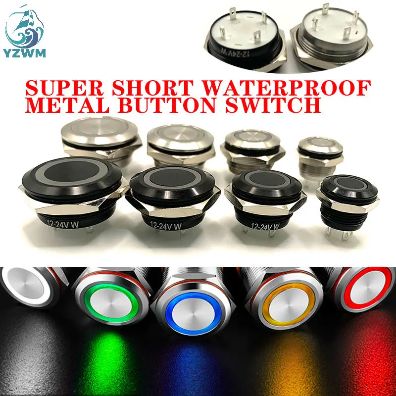Electric-Waterproof-Power-12v-Led-Light-Momentary-Short-Mini-Push ...