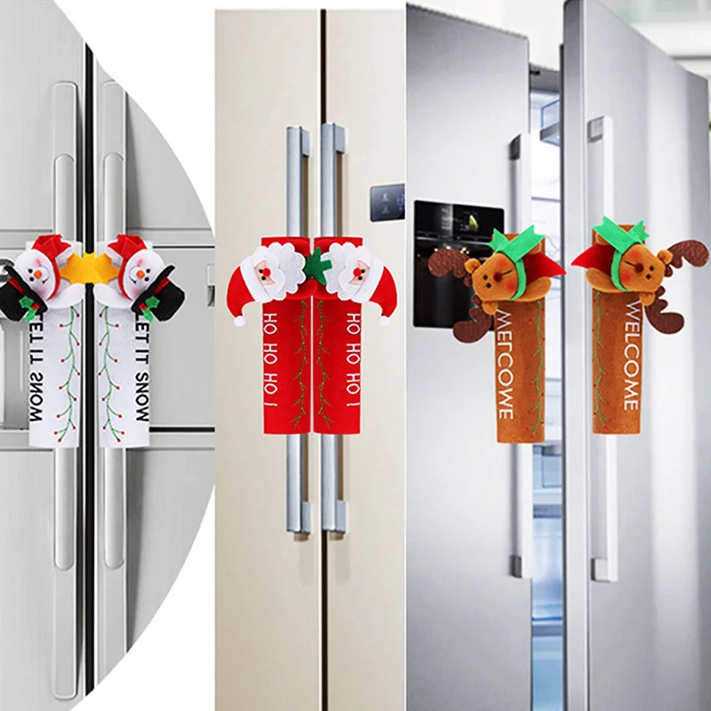 2020 Christmas Fridge Handle Covers Santa Claus Door Knob Protector ...