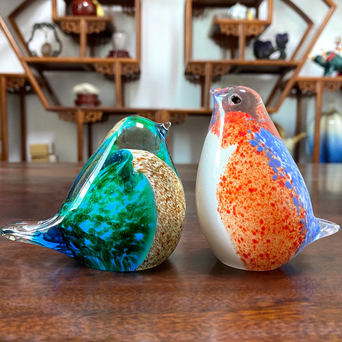 Hand-Blown-Glass-Birds-Figurines-Collection-Animal-Sculpture-Ornament ...