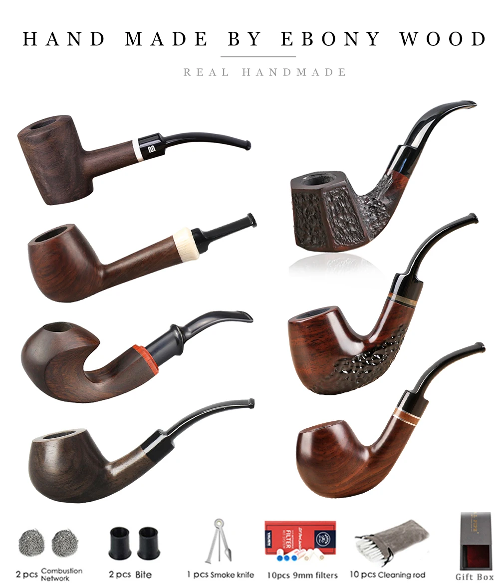 Pipe,pipe à fumer en bois avec outils gratuits,ensemble fait à la main ...