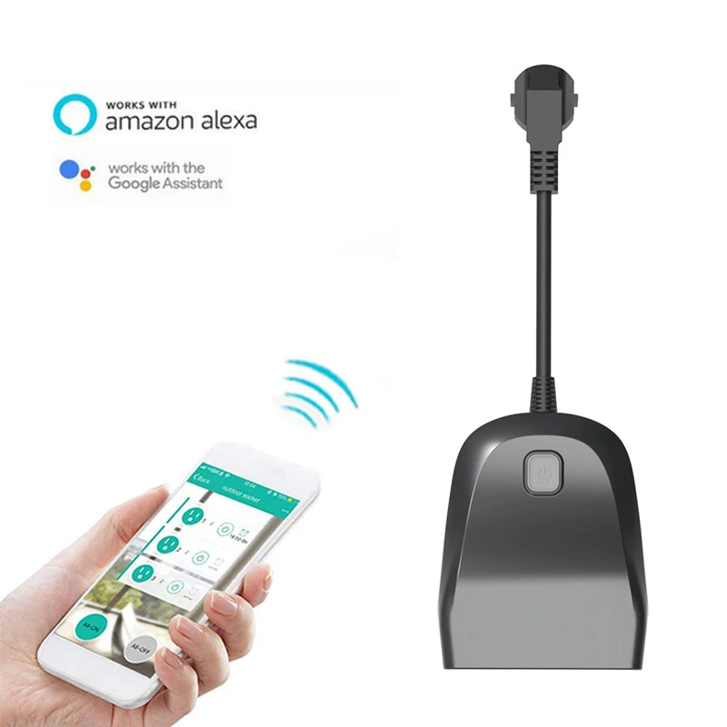 WiFi Smart Socket EU Plug Voice Control 2 in 1 Outdoor Wall Mounted ...