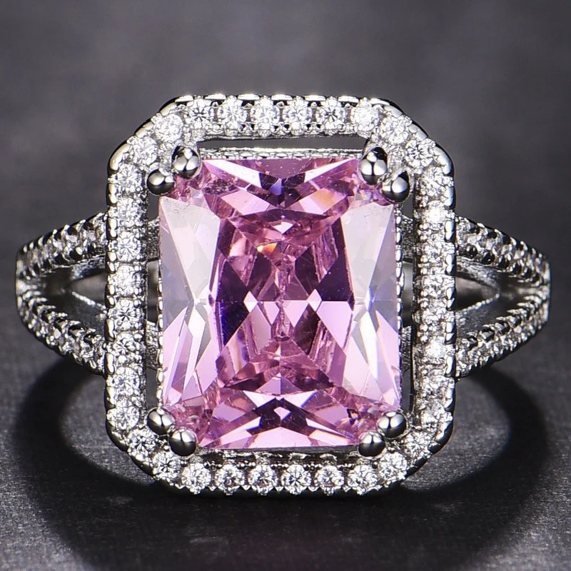 O novo grupo high end zircão incrustado luxo rosa longo quadrado ...