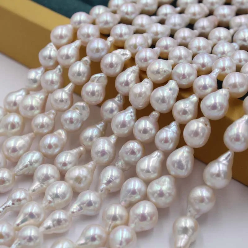 7X12mm White irregular baroque Bright natural water drop shape pearl ...