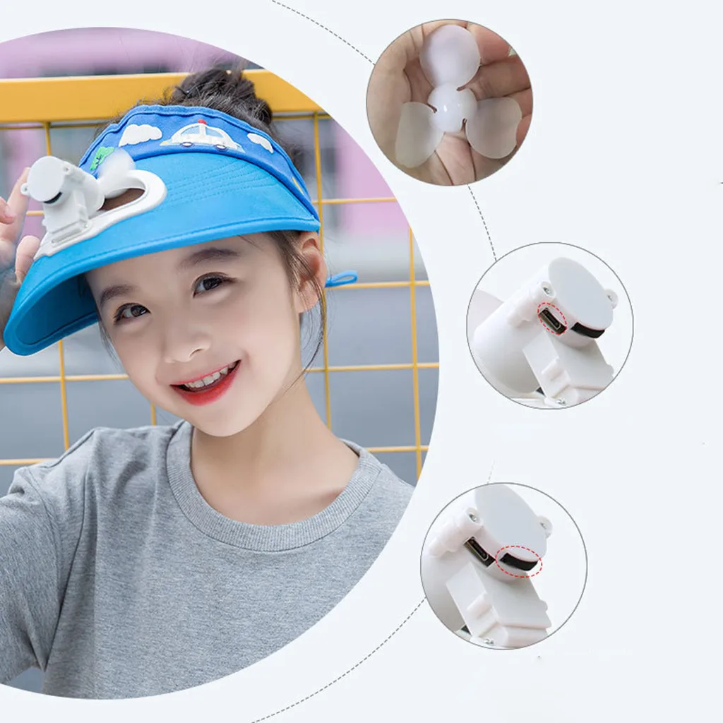 3 10 years Children Camping Hiking Peaked Cap Fan Baseball Hat Cooling ...