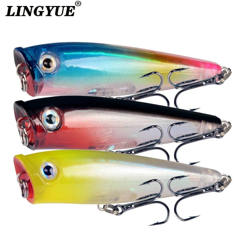 LINGYUE Small Popper 65mm 6.5g Topwater Wobbler Hard Lase Body Fishing ...