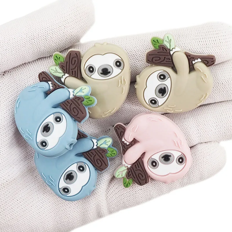 Chenkai 10pcs Silicone Sloth Beads Baby Infant Chewing Pendant Nursing ...