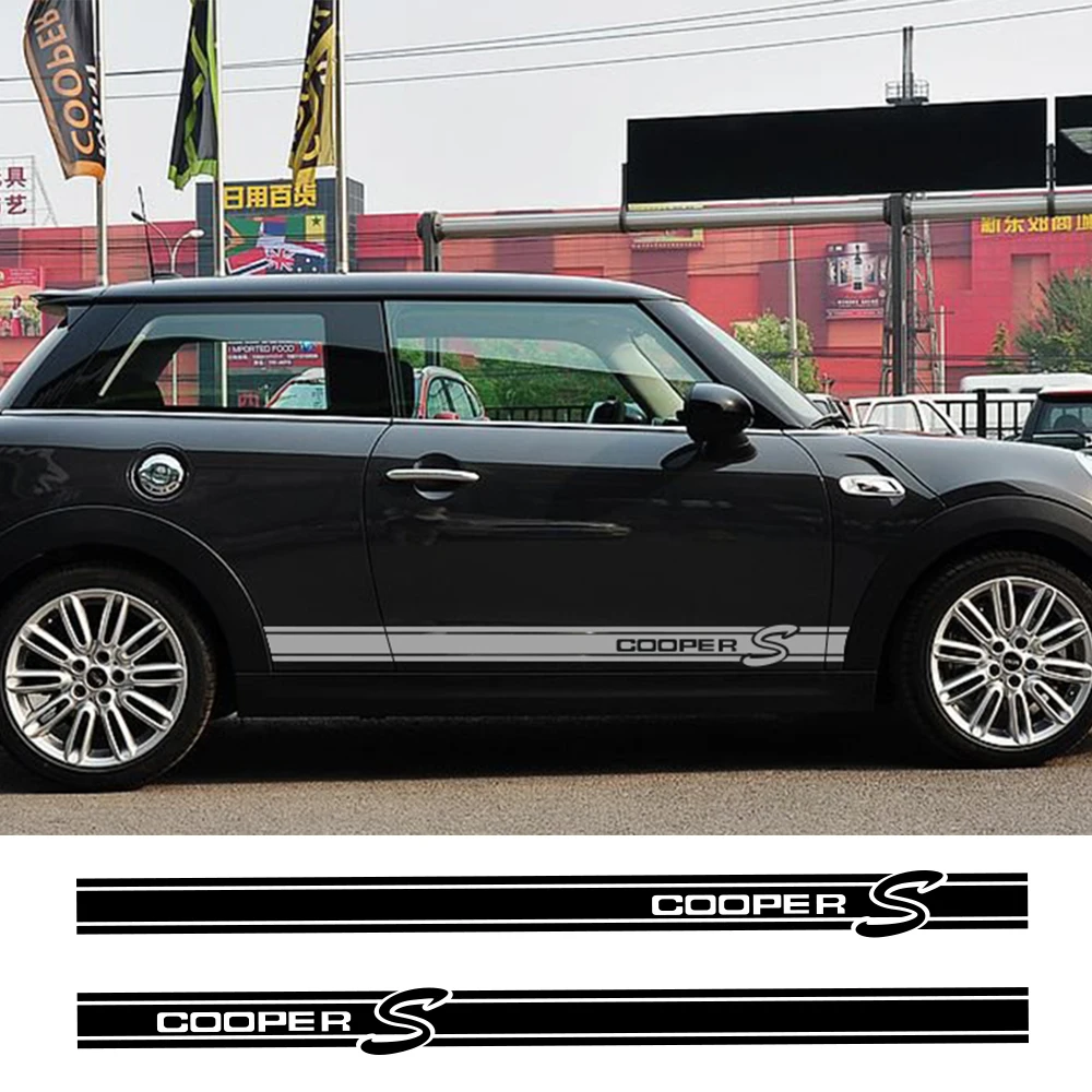 2PCS-Car-Side-Stripe-Stickers-For-Mini-Cooper-R56-R57-R58-R50-R52-R53 ...