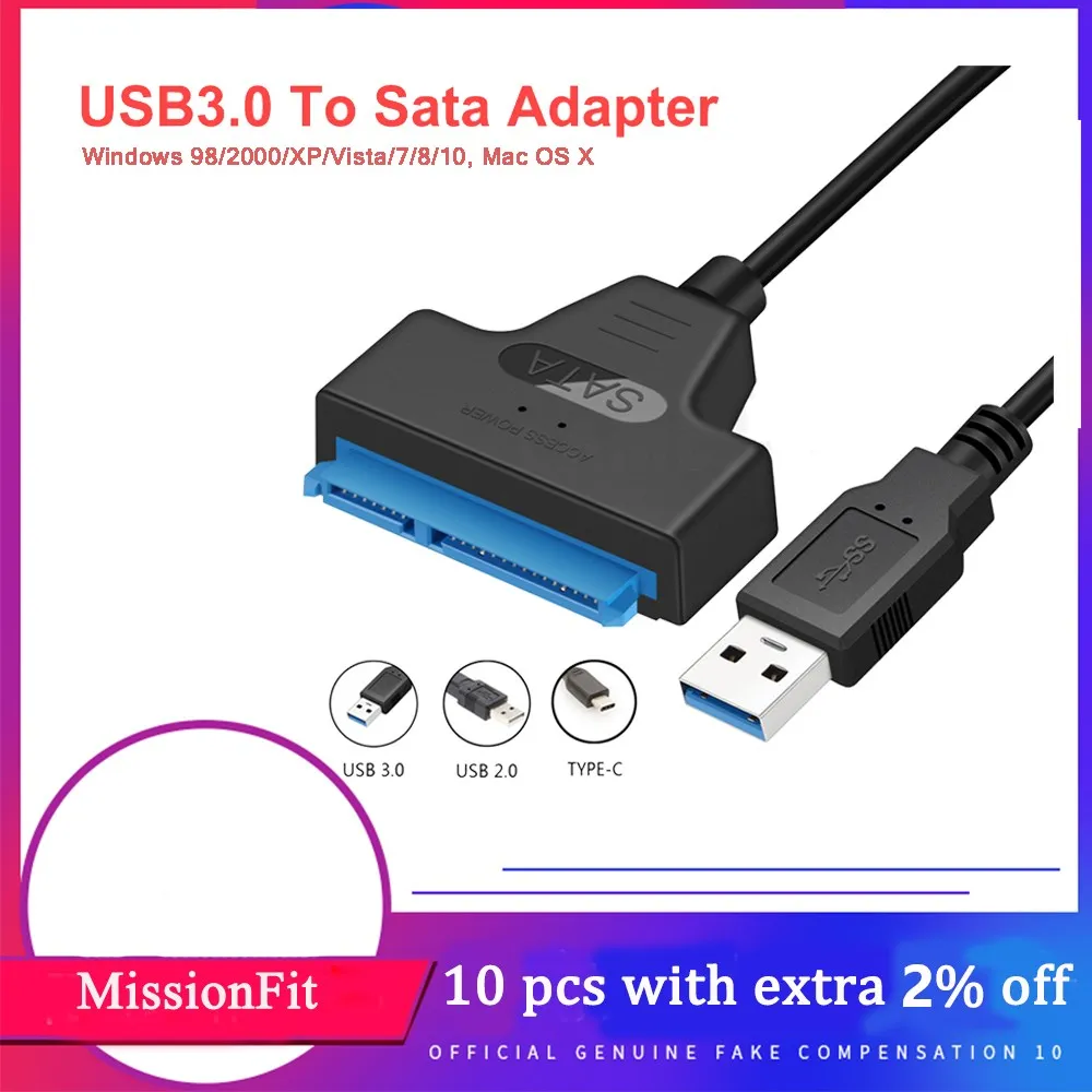 Cable USB SATA 3 Sata a USB 3,0, adaptador de hasta 6 Gbps, compatible con disco duro externo ...