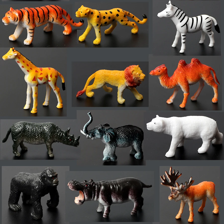 Mini Realistic Safari Wild Zoo Animals Action Figure Jungle Animals ...