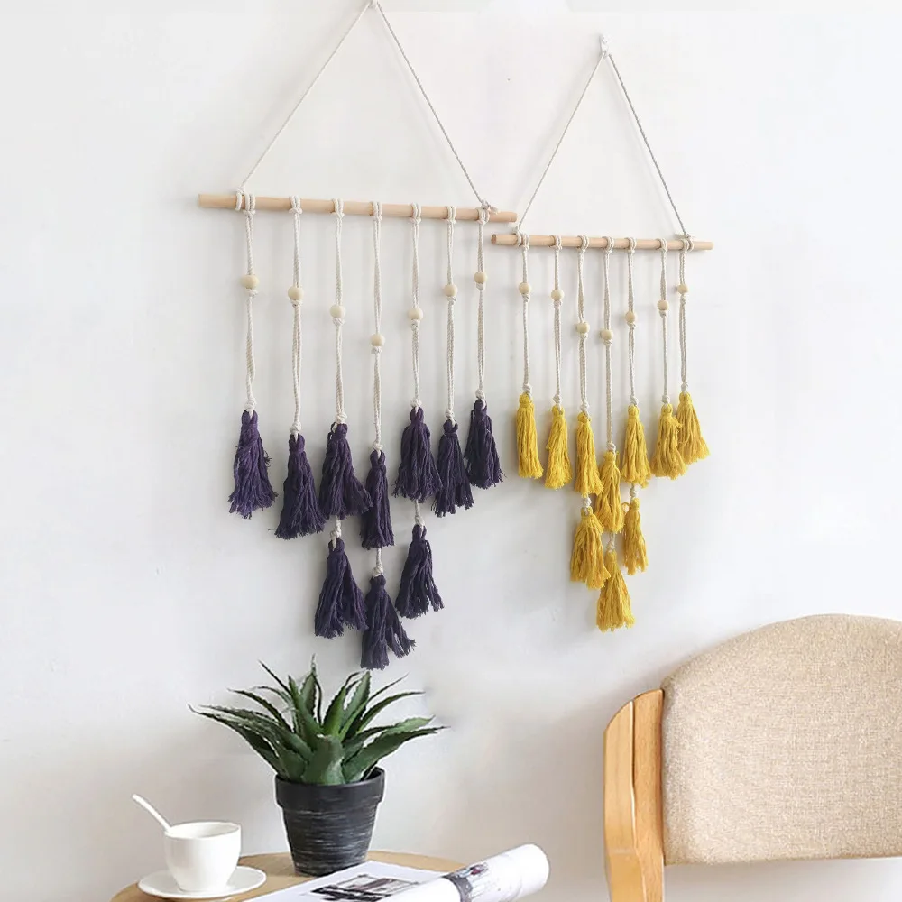 Гобелен из макраме ручной работы для дома интерьера комнаты украшения стены тканевые