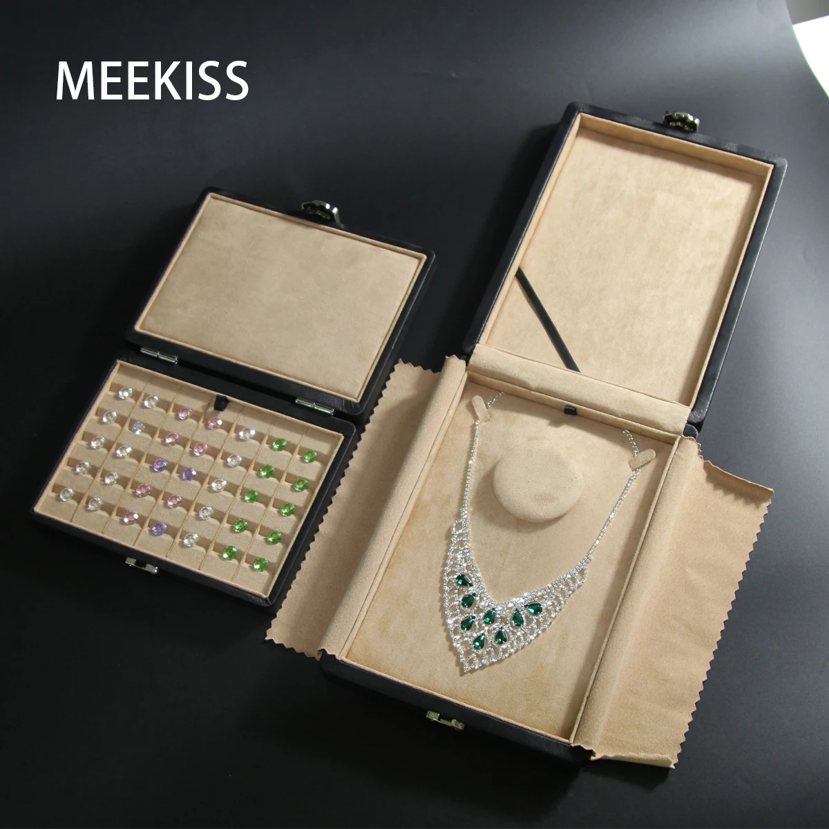 New Rectangle Loose Diamond Box High end Suede Chain Box Exhibition ...