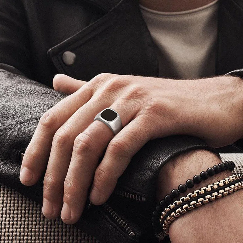 Man Ring,black Signet Ring,minimalistic Jewelry,chic Ring Silver Color ...