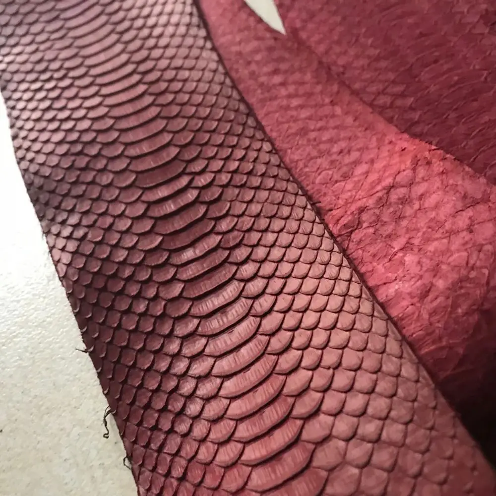 SP009 Dark Red Water Snake Skin for Leather DIY Shoe Making Material ...