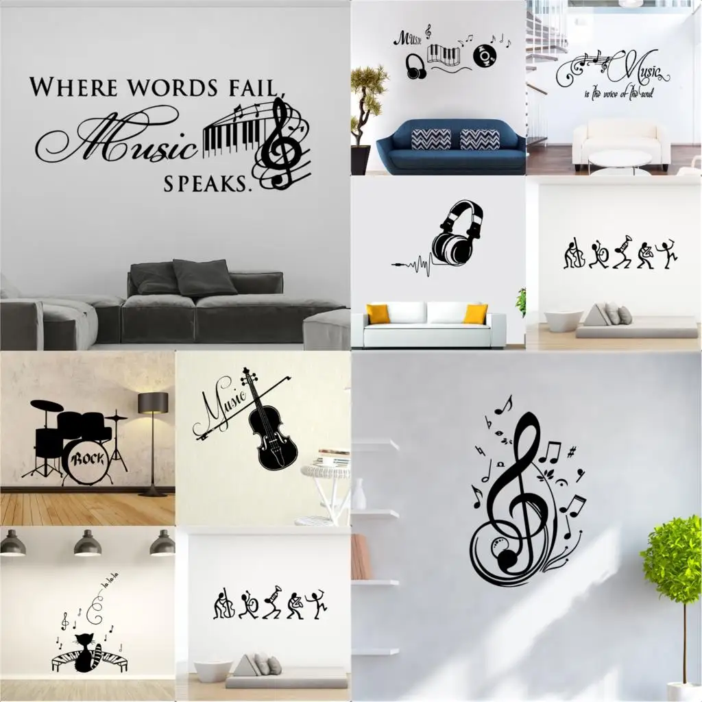 Classic-Music-Wall-Sticker-Vinyl-Wallpaper-Home-Decor-Kids-Room-Nature ...