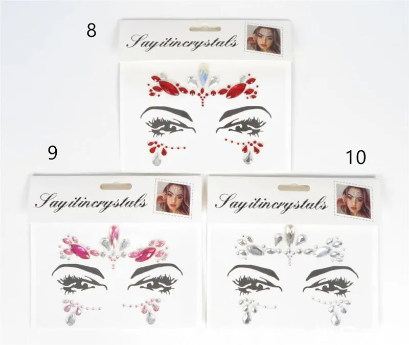 20pcs Lot Temporary Rhinestone Glitter Tattoo Stickers Face Jewels Gems