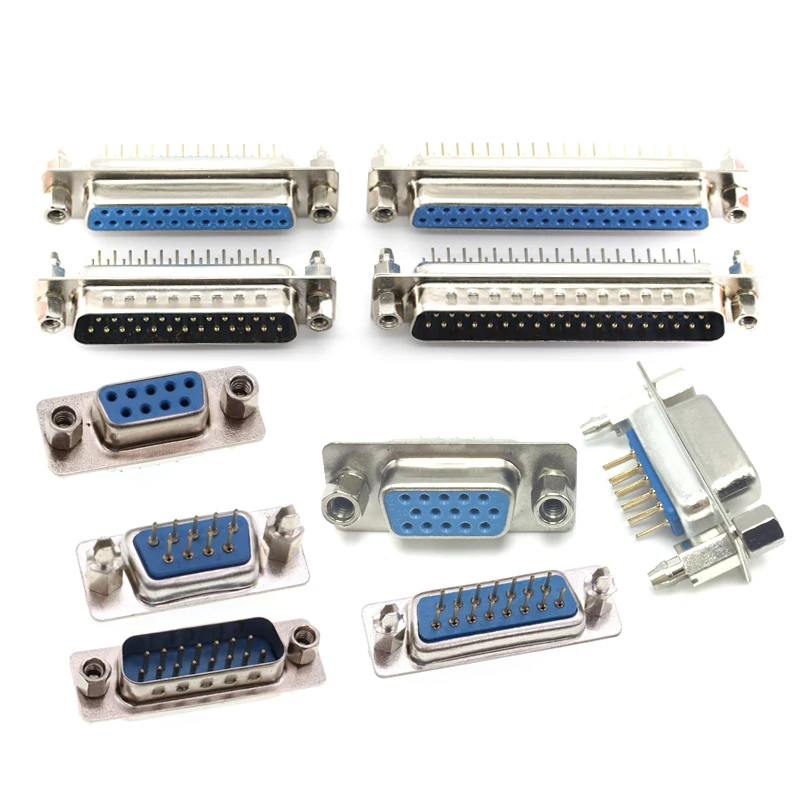 5Pcs DB9 DB15 DB25 DB37/9/15/25/37 Pin Straight 180 Degree Male Female Plug D-sub PCB Mounting ...