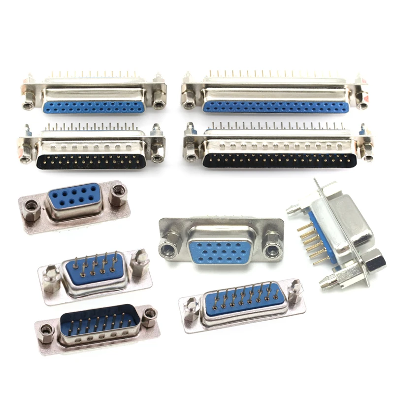 5pcs Db9 Db15 Db25 Db37/9/15/25/37 Pin Straight 180 Degree Male Female Plug D-sub Pcb Mounting ...