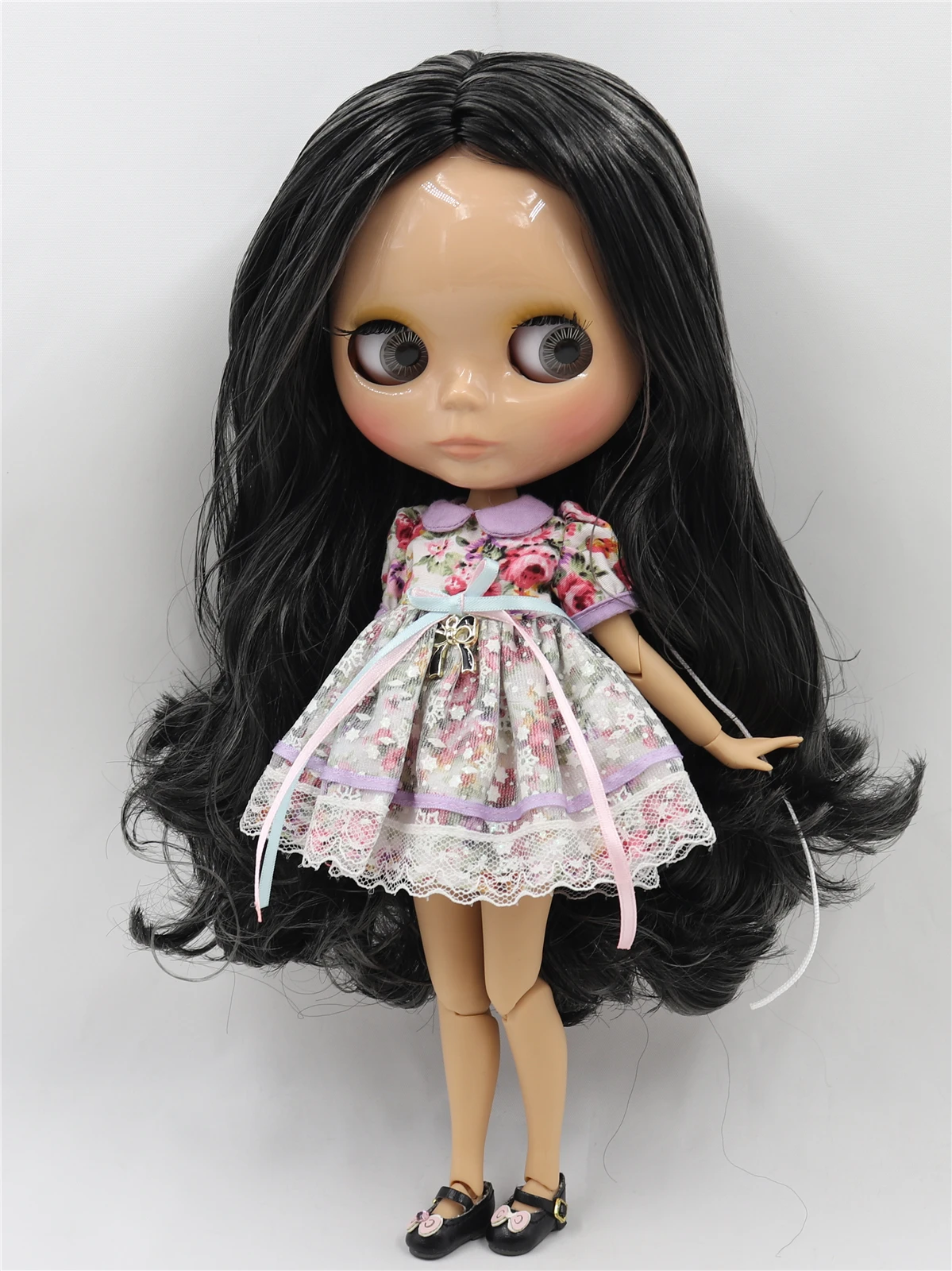 Neo Blythe Doll with Black Hair, Tan Skin, Shiny Cute Face & Custom ...