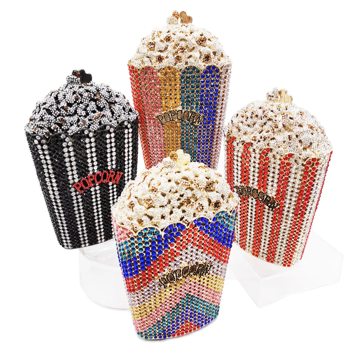 Luxury Designer Popcorn Evening Bags Luxury Crystal Party Purse Wedding ...