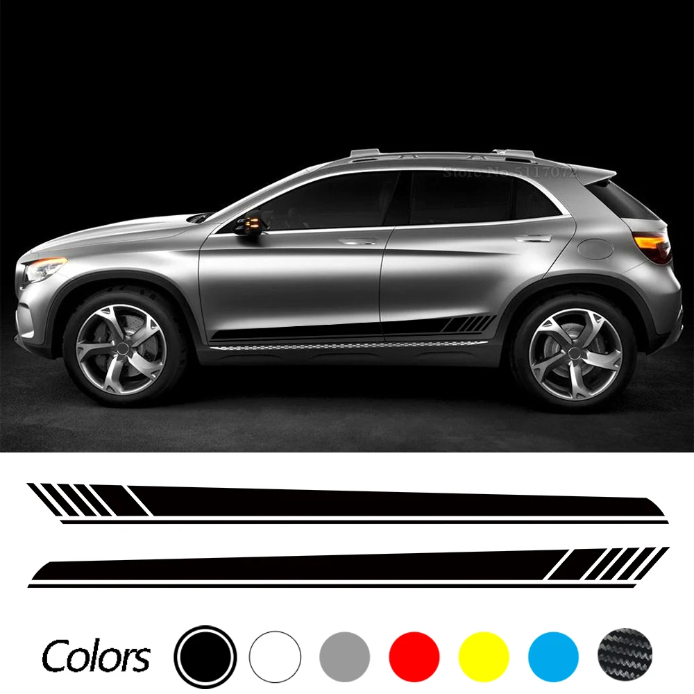 2Pcs Car Sticker Edition 1 Style Sill Stripe Skirt Door Side Decal for ...