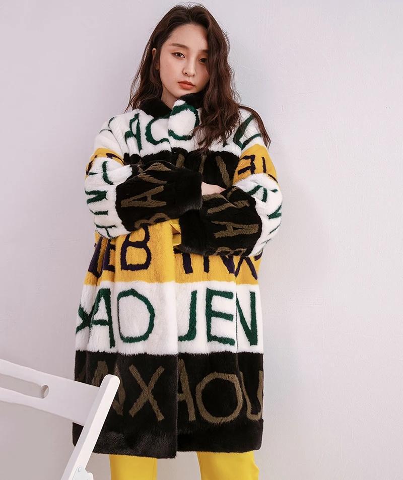 Fang Tai Fur Женская импортная бархатная норковая шуба с отложным ...