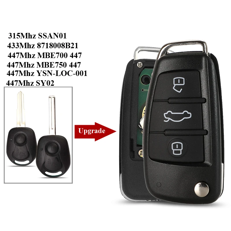 jingyuqin 315Mhz / 447Mhz Remote Key For SSANGYONG Rexton RX7 Actyon ...