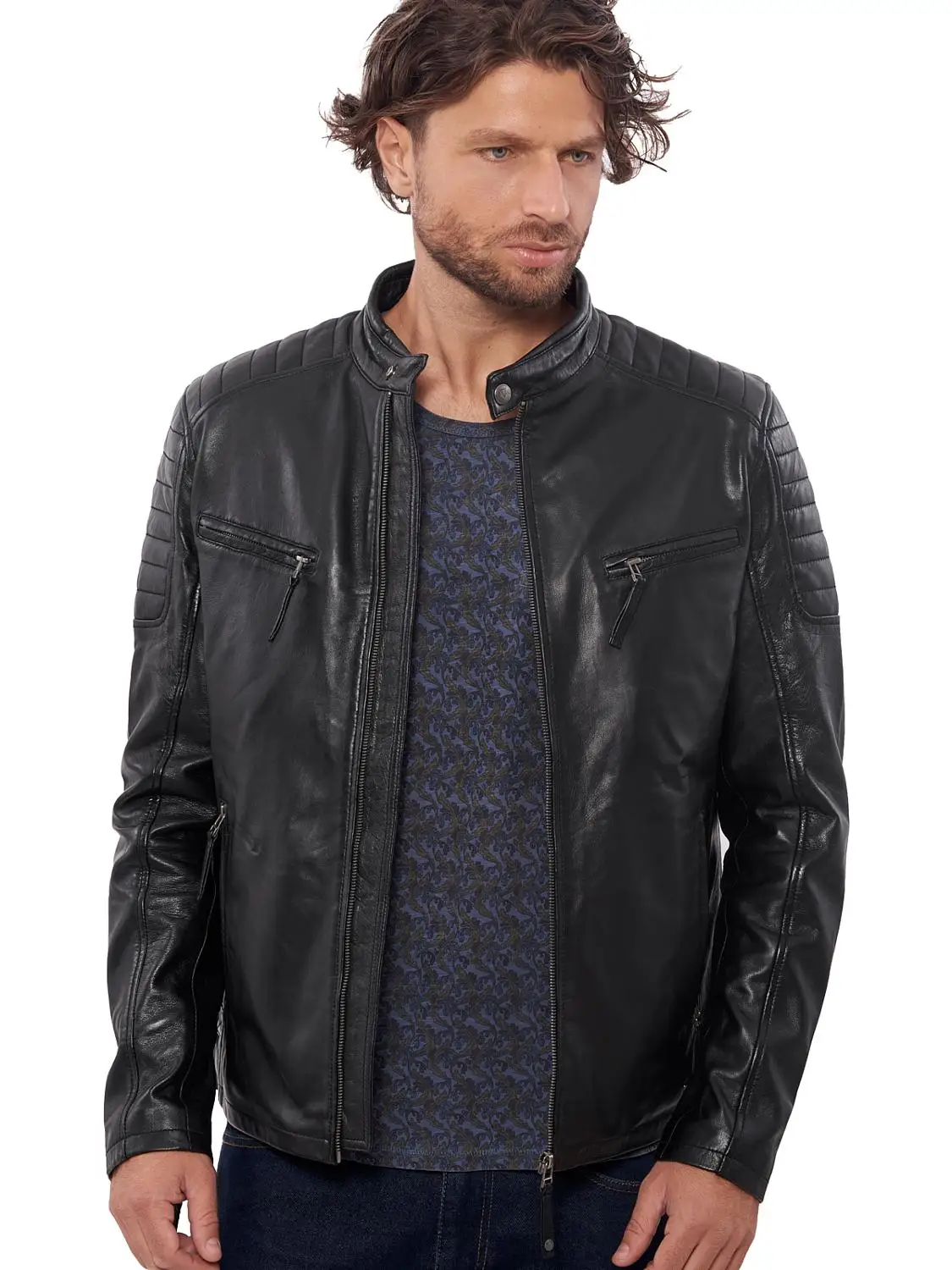 VAINAS European Brand Mens Premium Buffalo Leather jacket for men ...