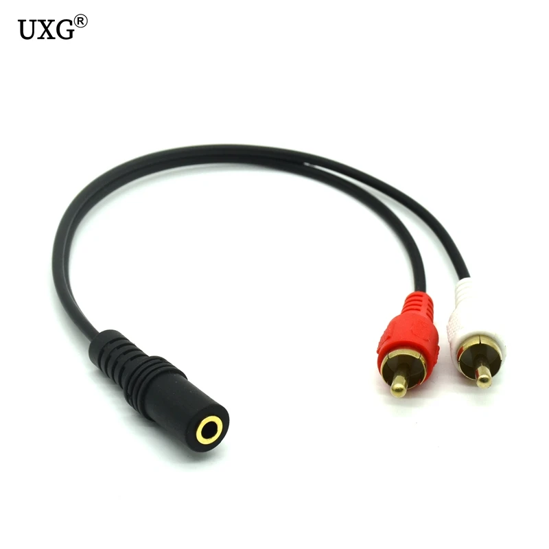 3-5mm-1-8-Stereo-Weibliche-zu-2-Cinch-stecker-Jack-Adapter-Audio-Y ...