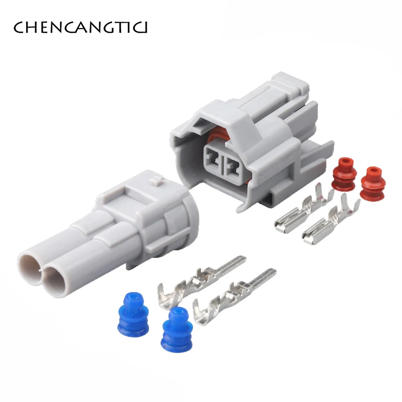 1 Set Nippon Denso 2 Pin Waterproof Male Female Top Slot Fuel Injector Connector Plug Socket ...