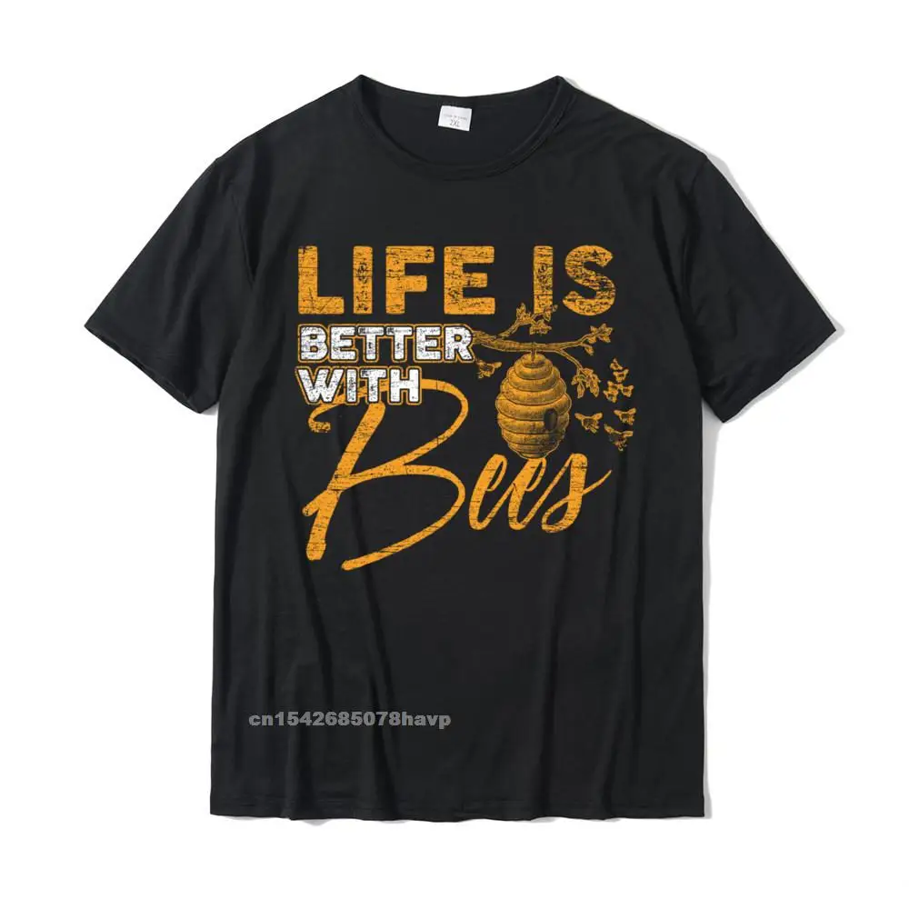 Life-Is-Better-With-Bees-Bee-Tshirts-Homme-T-Shirt-Popular-Party-Cotton ...