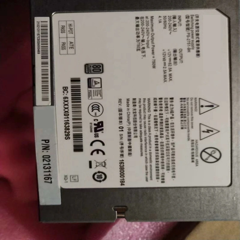 Original PSU For Huawei 750W Switching Power Supply PS-2751-9H 02131167 ...