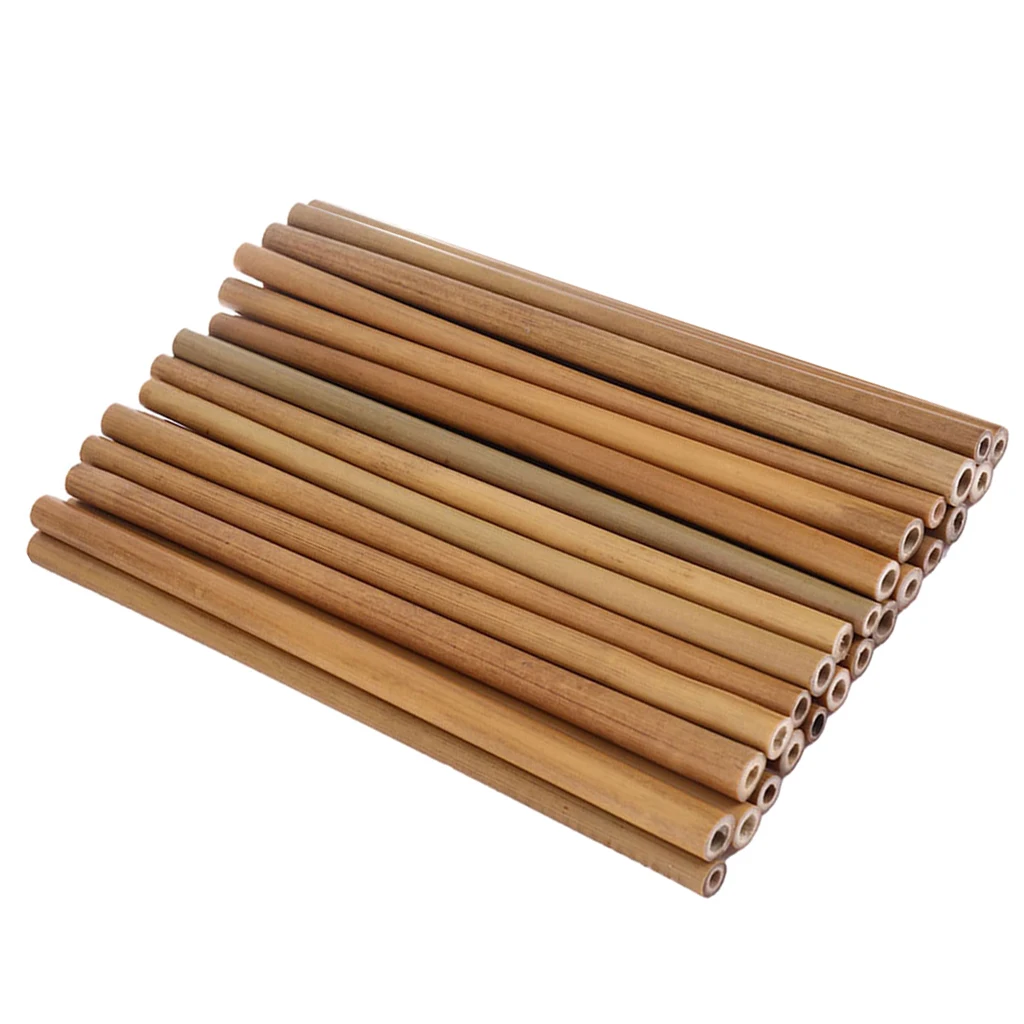 30pcs Bamboo Straw Reusable Hollow Wooden Tube Kitchen Home Diy Wood ...