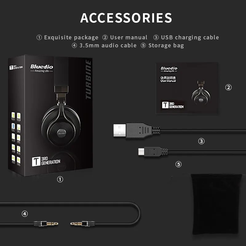 Bluedio T3 Беспроводные стерео headphones Portable Bluetooth микрофон ...