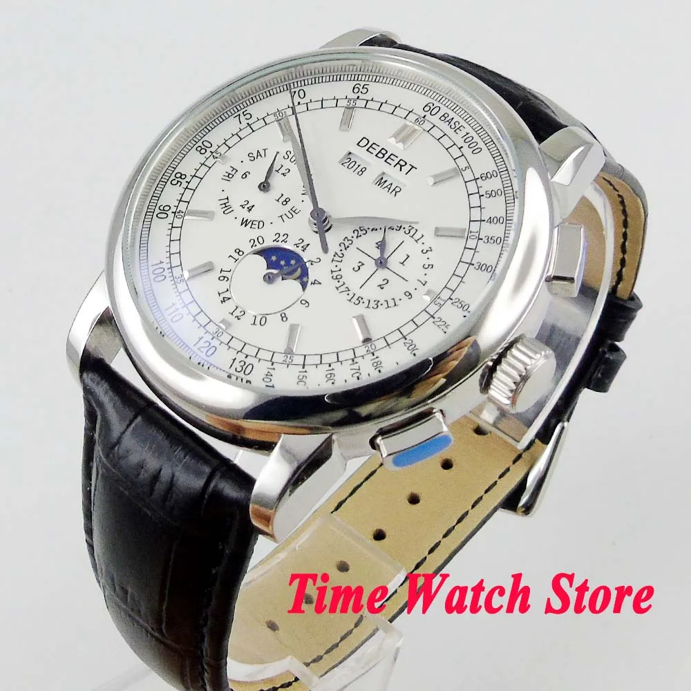 Debert 42mm Multifunction Automatic Wrist Men's Watch Day Night Week ...