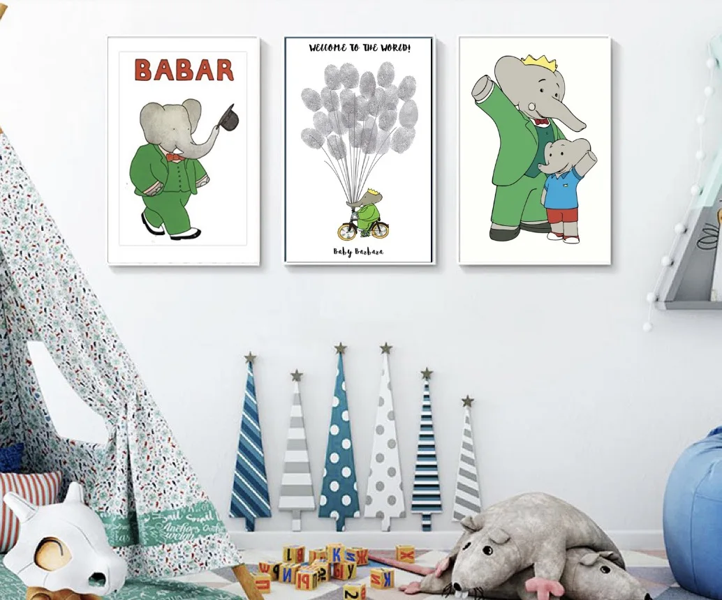 Babar-the-Elephant-Child-Kids-Room-Cartoon-Comics-Decorative-Poster ...